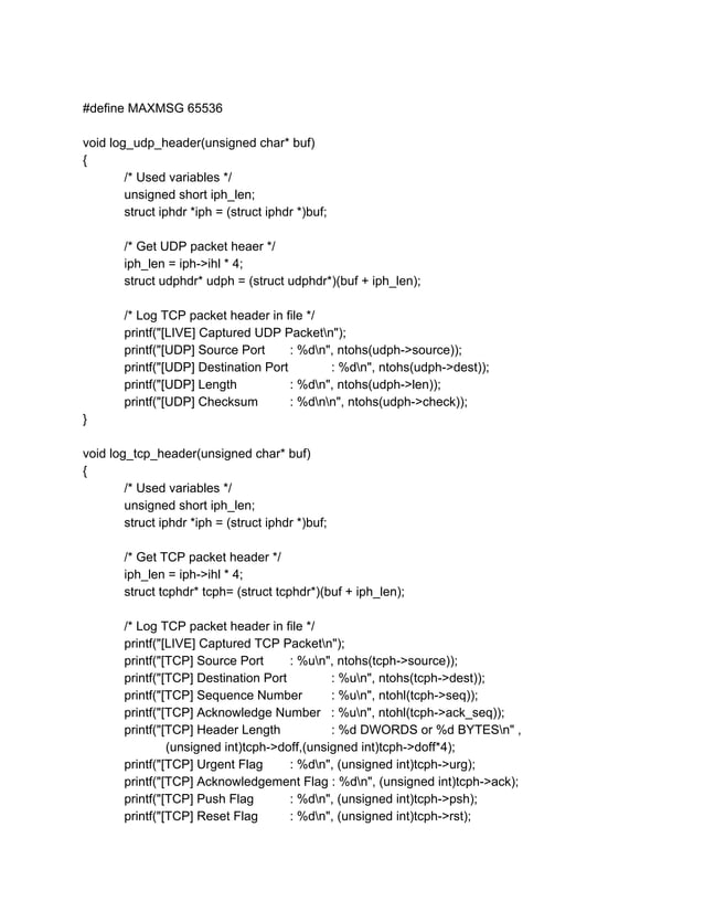 RAW Sockets and Sniffing | PDF