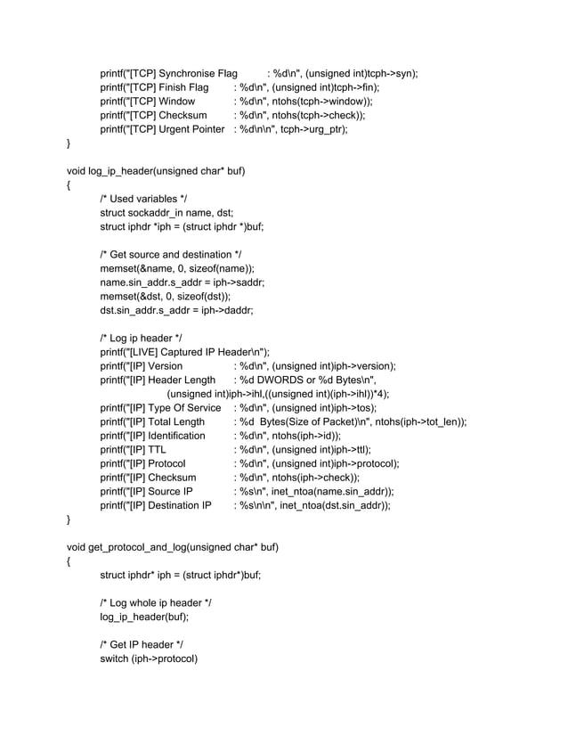 RAW Sockets and Sniffing | PDF