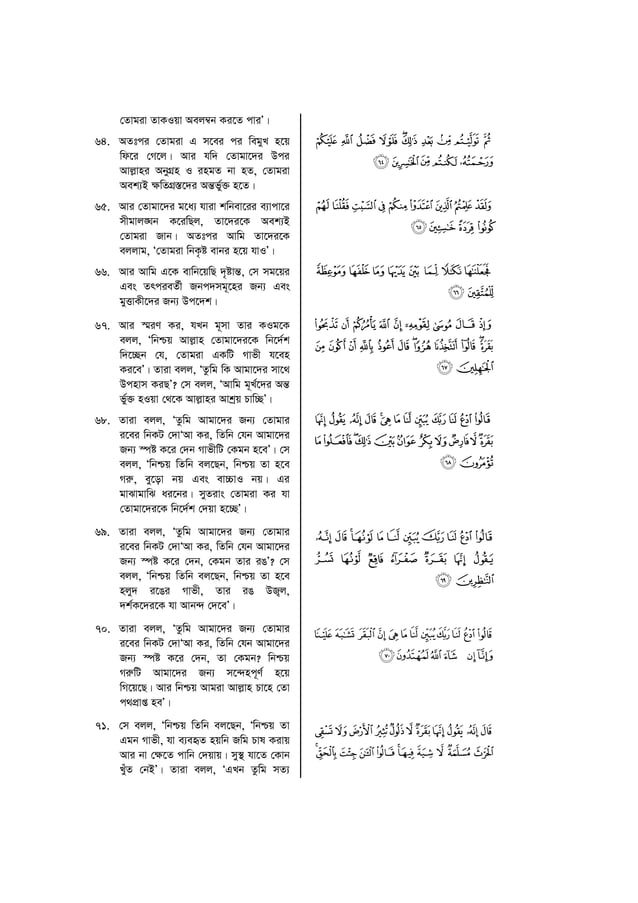 Rawai Al-bayan, Translation of the Meaning of the Quran in the Bengali ...