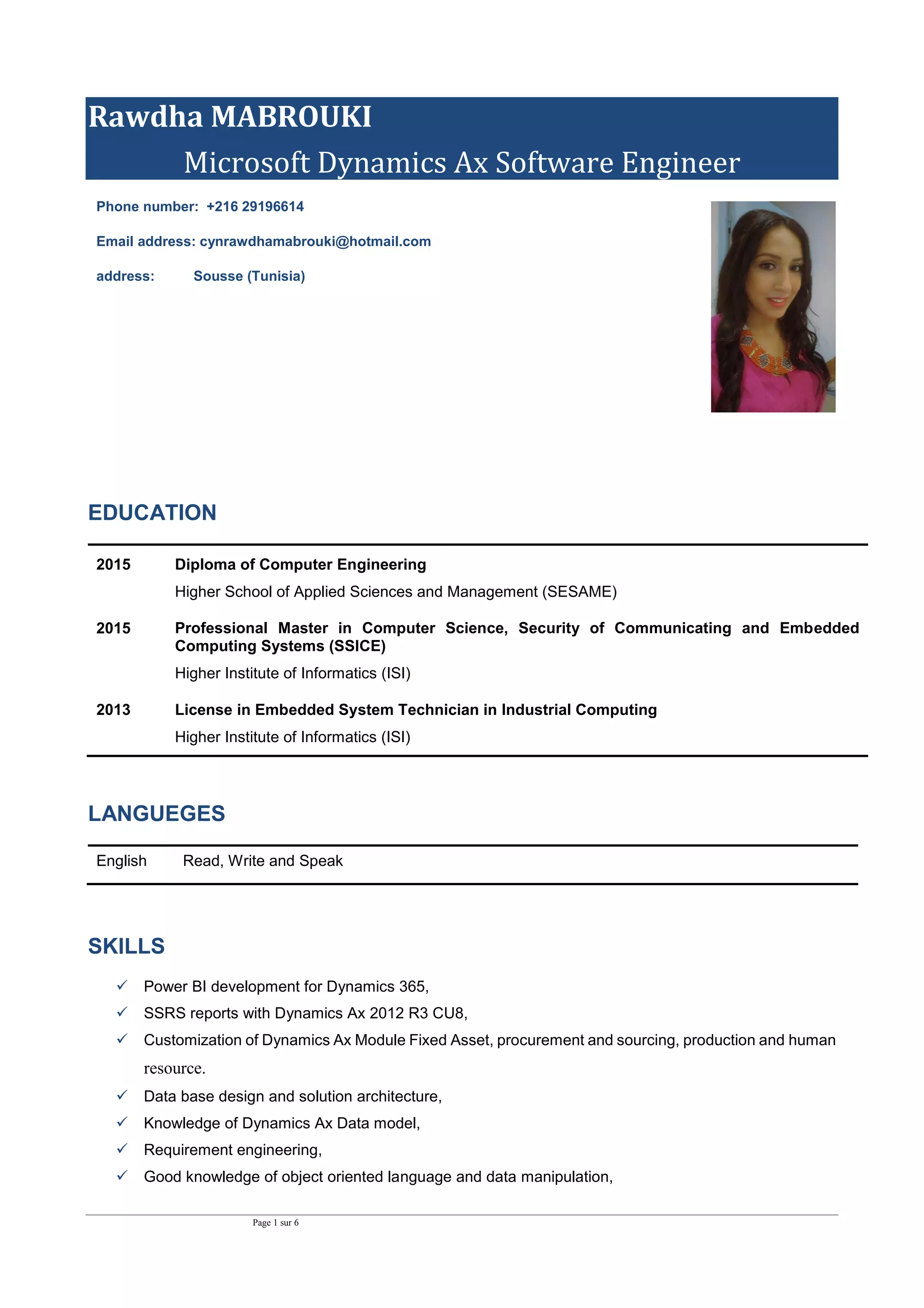 Rawdha mabrouki cv - english | PDF