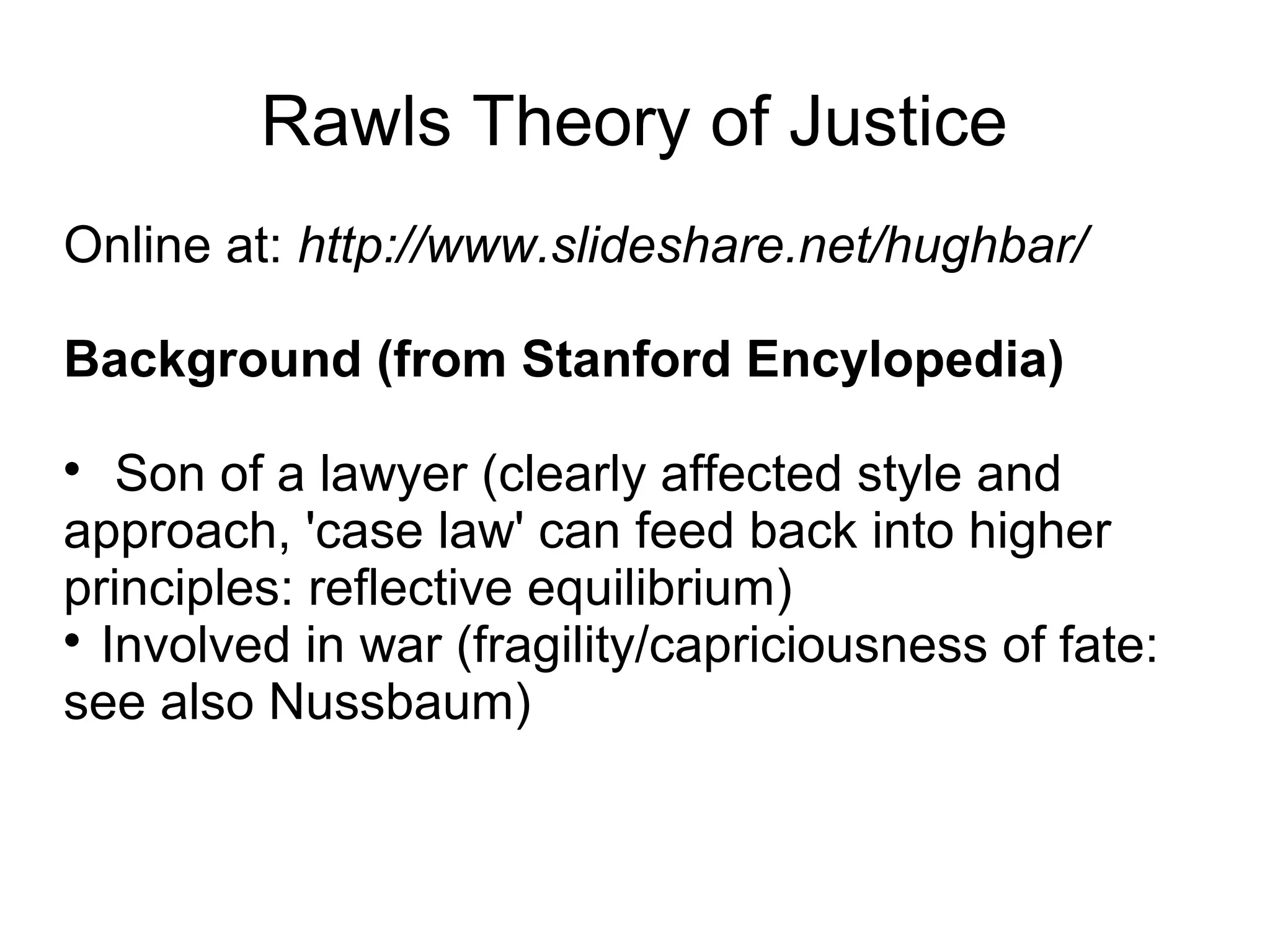 A Preliminary Trawl through Rawls | PPT