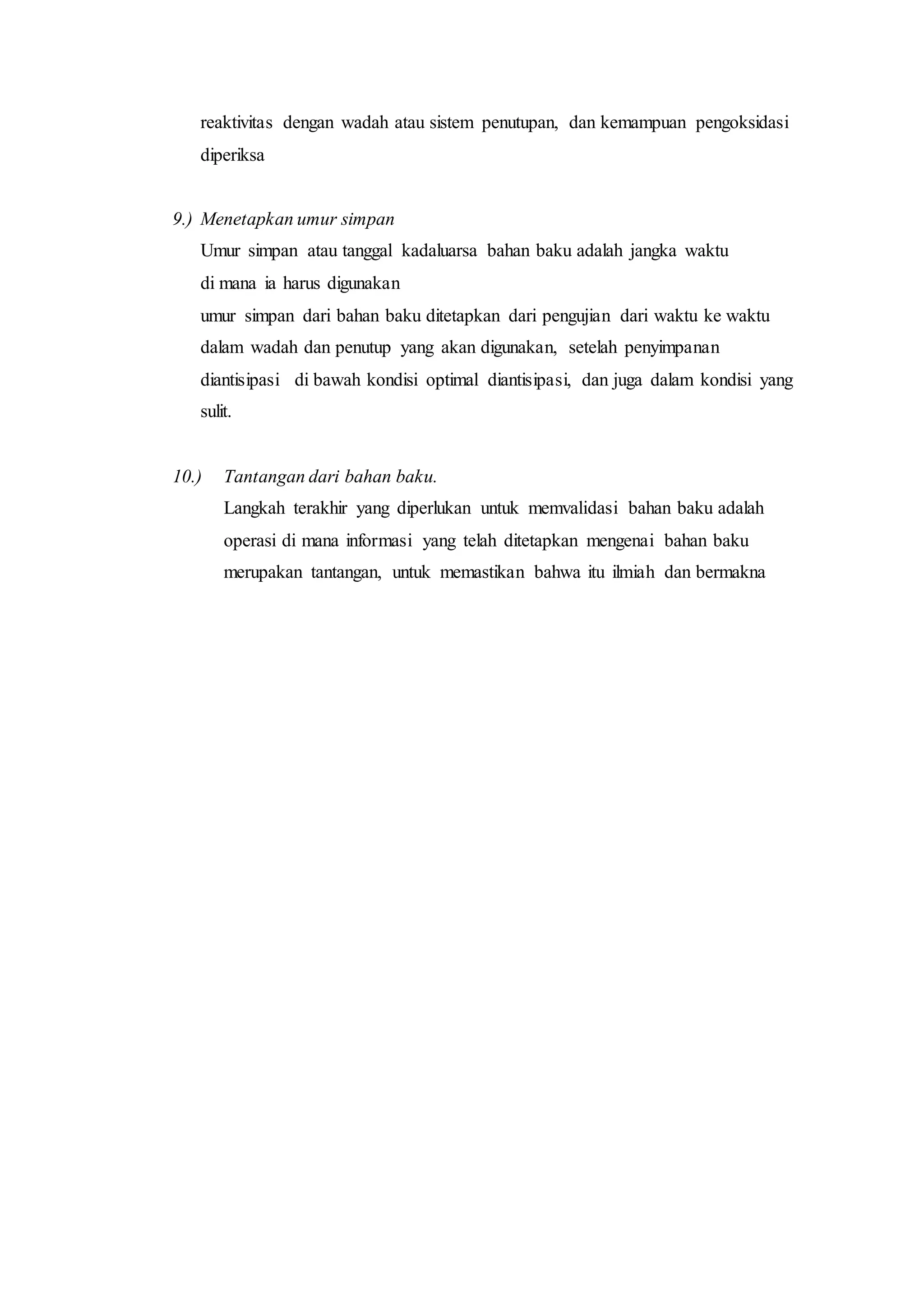 Raw material validation | PDF