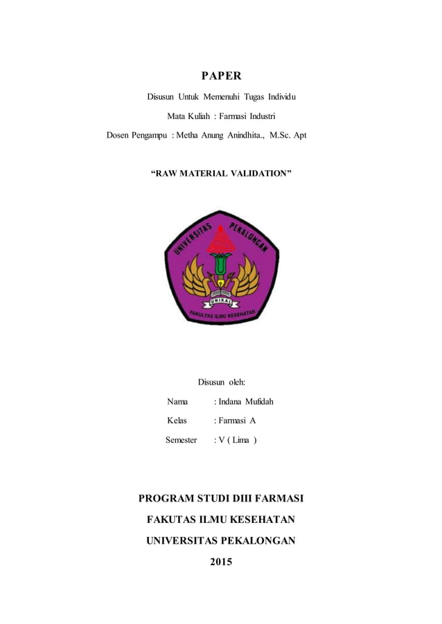 Raw material validation | PDF