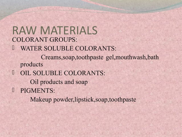 RAW MATERIALS USED IN COSMETICS BY ROOMA KHALID | PPT