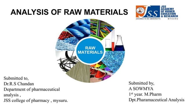 Anslysis of raw materials | PPT