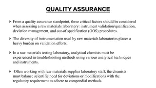 Anslysis of raw materials | PPTX