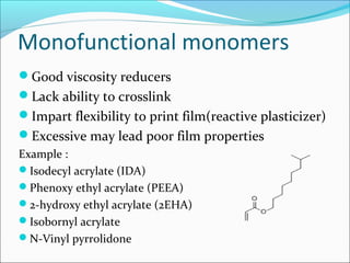 Raw materials for radiation curing inks | PPT