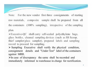 presentation of sampling , testing ,release and rejection of Raw ...