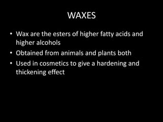 Basic Raw Materials used in Cosmetics | PPTX