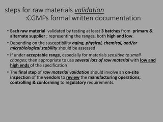 Raw material validation- process validation | PPTX