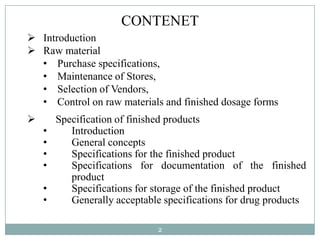 Raw mat, specification 112070804009 | PPTX