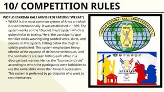 rules of arnis physical education power point presentation | PPTX