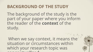 practical research background of the study | PPTX