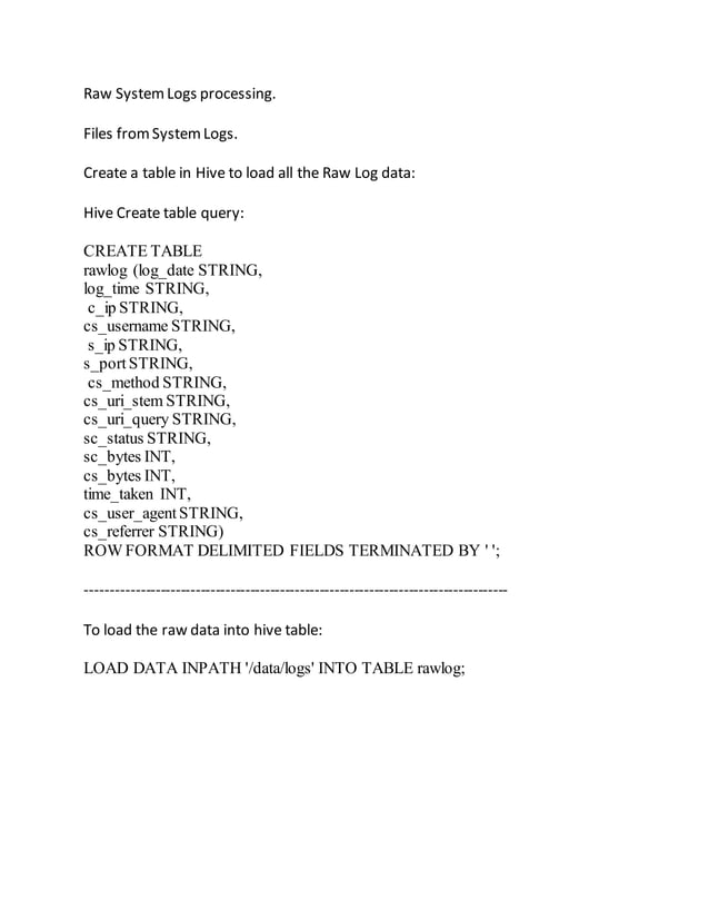 Raw system logs processing with hive | PDF