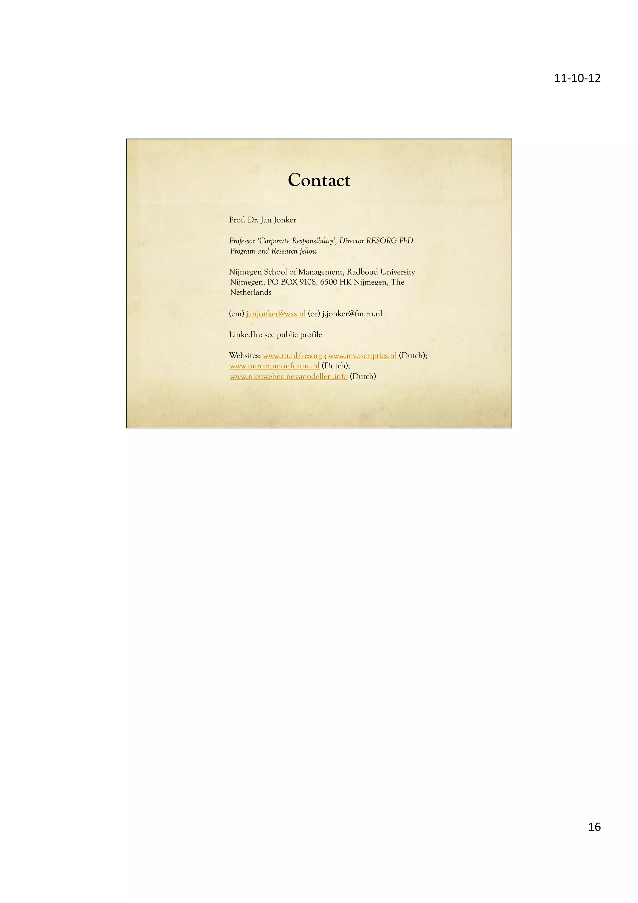 Ray Anderson-lezing 2012_Jan Jonker | PDF