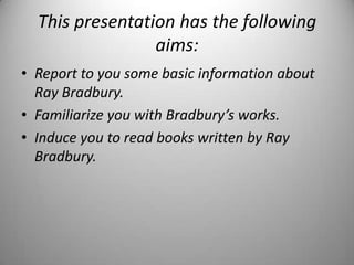 Ray bradbury – one of the greatest science fiction | PPT