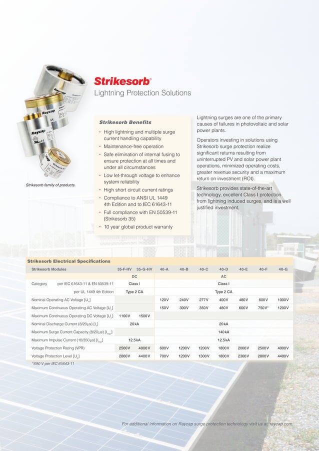 Raycap Solar brochure | PDF | Gas and Electric | Home Utilities