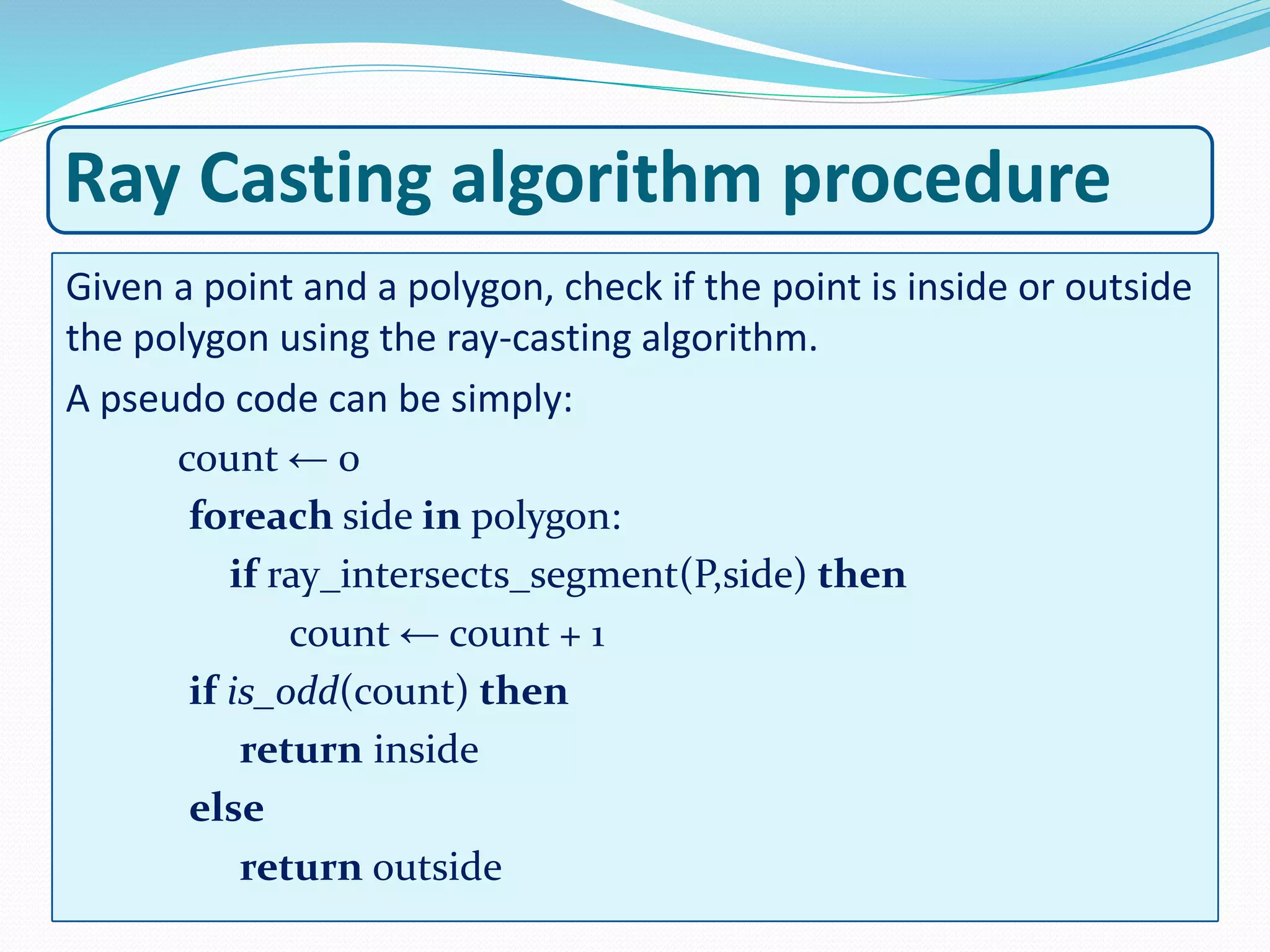 Ray Casting Algorithm By Mhm Ppt