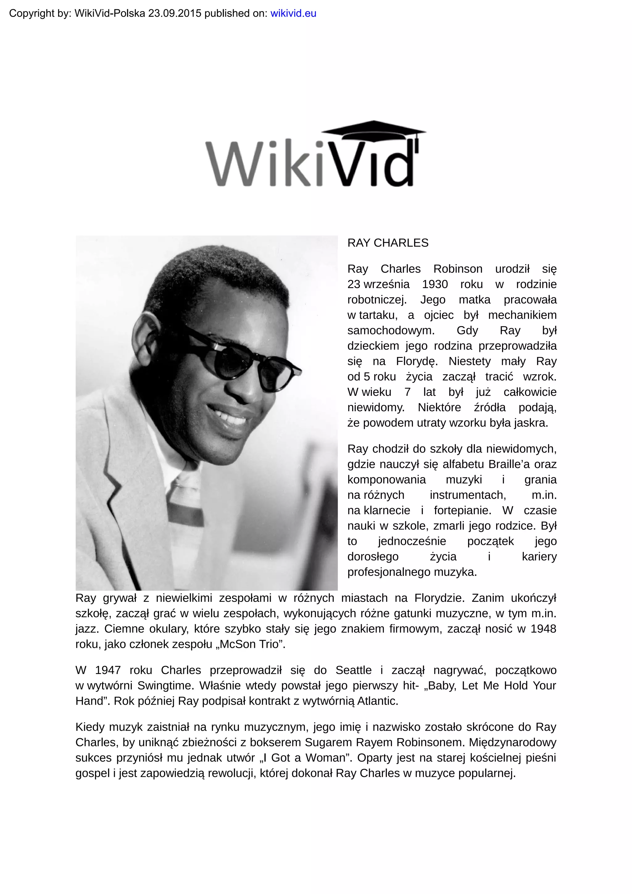 Ray charles ray_charles_muzyk_wideo_biografia | PDF