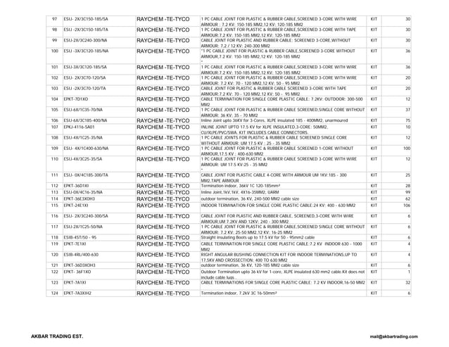 Raychem KIT STOCKIST | AKBAR TRADING EST | mail@akbartrading.com