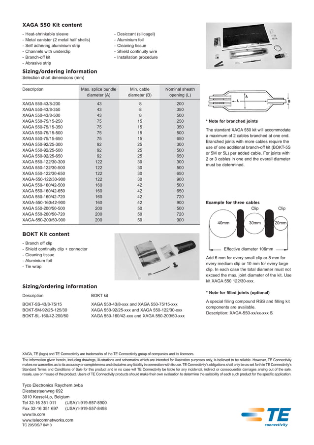 Raychem Tyco XAGA 550 Joint Closure (Unpressurized Copper Telephone ...