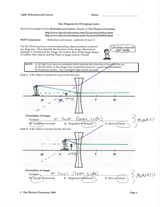 Ray diagram practice packet key | PDF