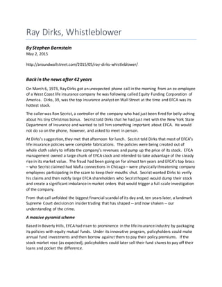 Ray Dirks, Whistleblower | DOCX