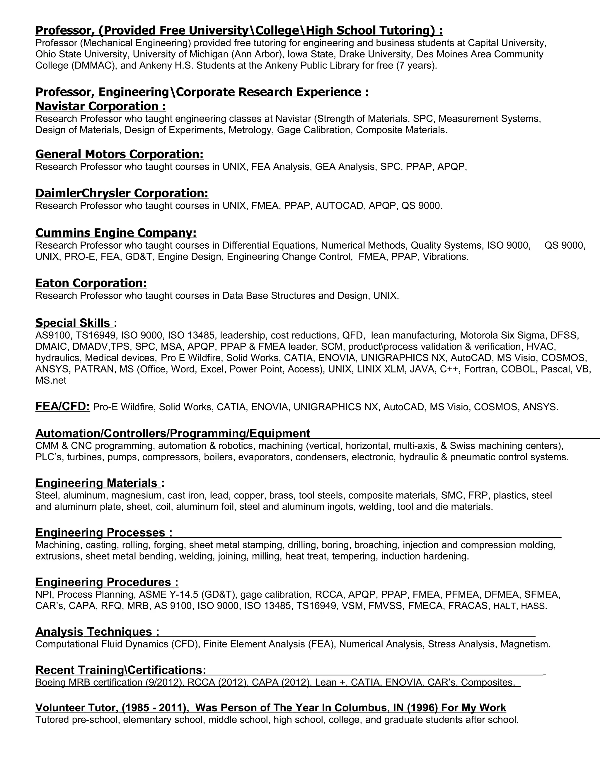 Professor Raymond Buck Latest Resume [01 17-15] | PDF | Operating ...