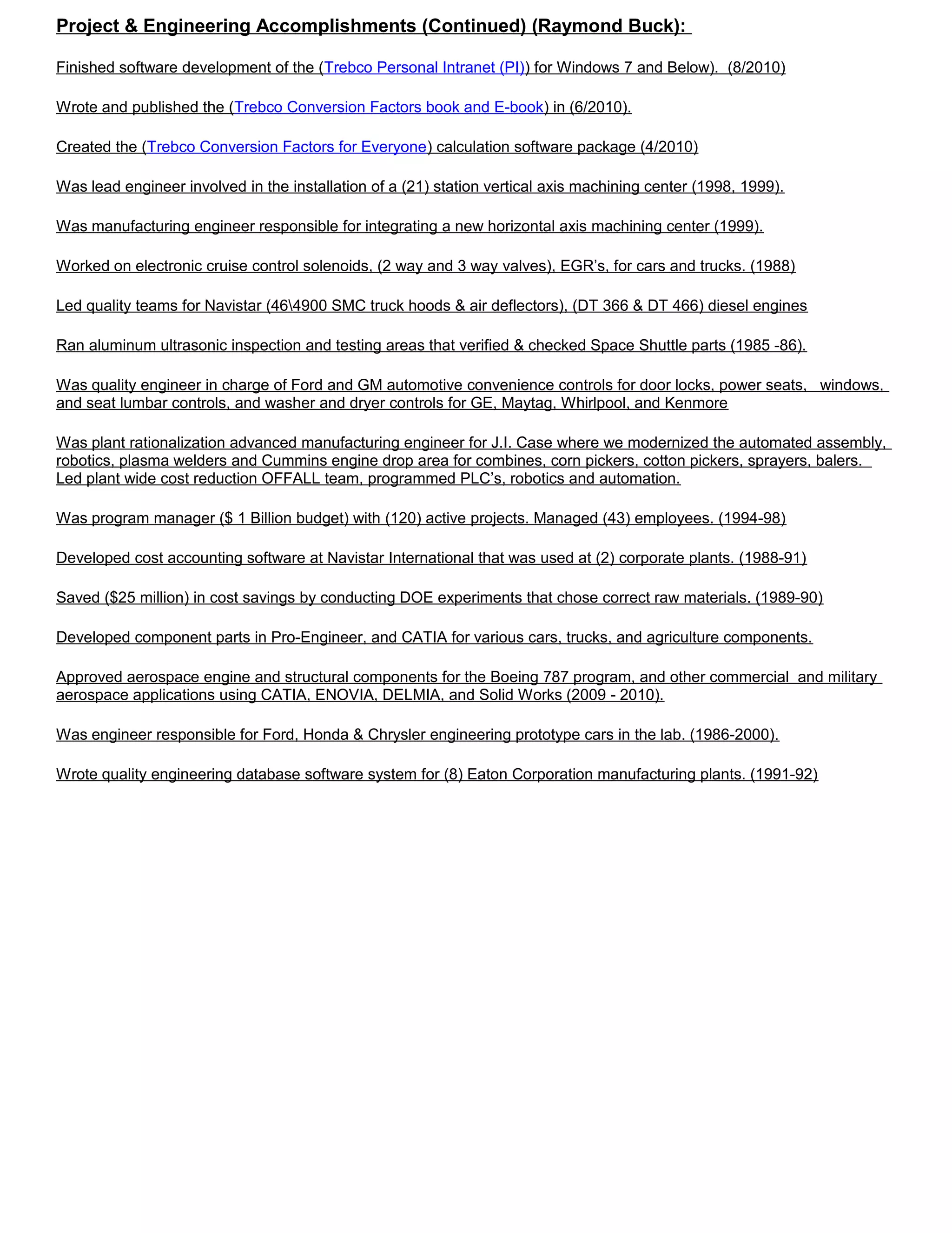 Professor Raymond Buck Latest Resume [01 17-15]