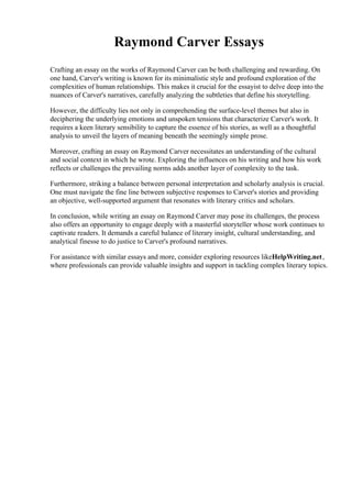 Raymond Carver Essays.pdf
