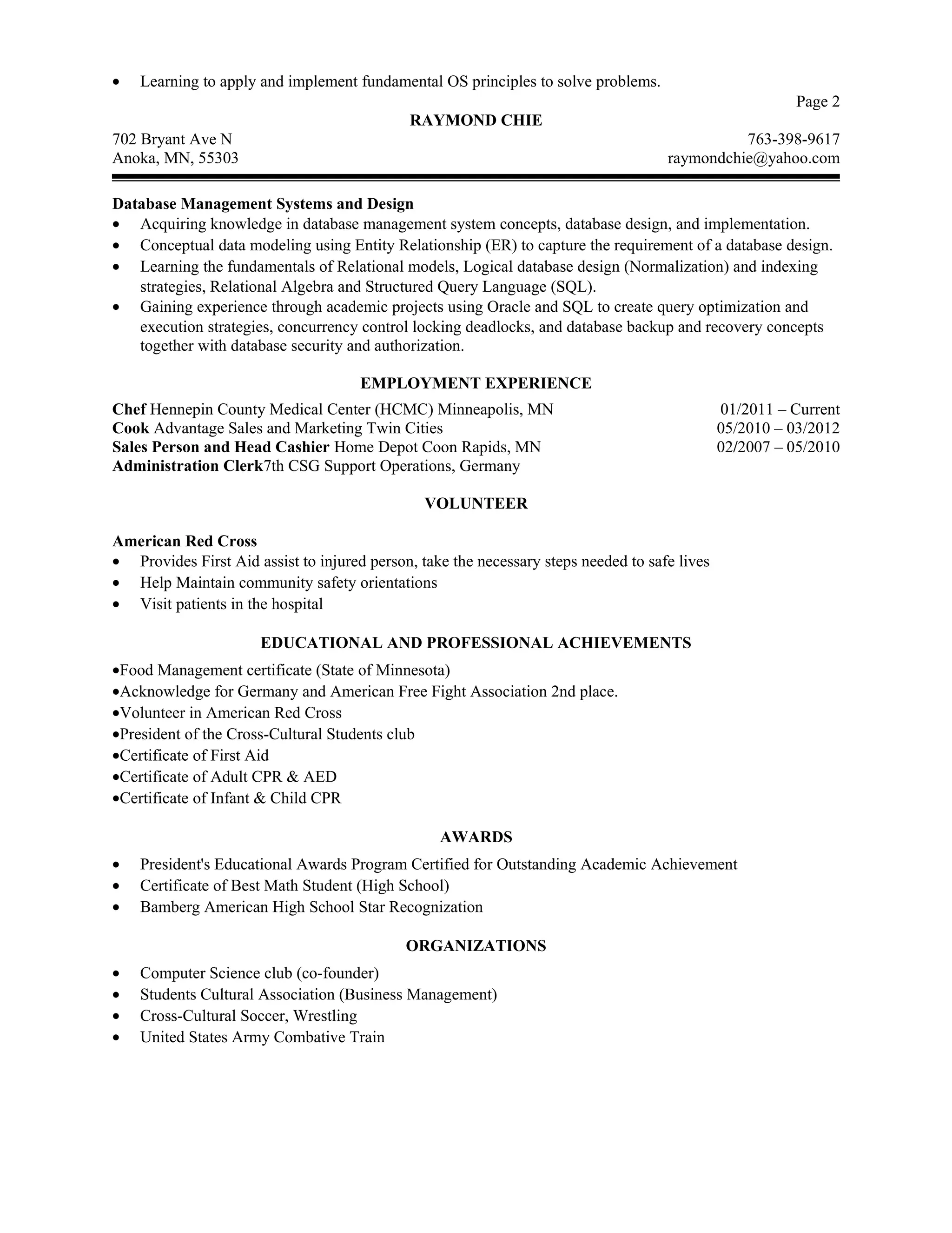 Raymond chie resume | DOC