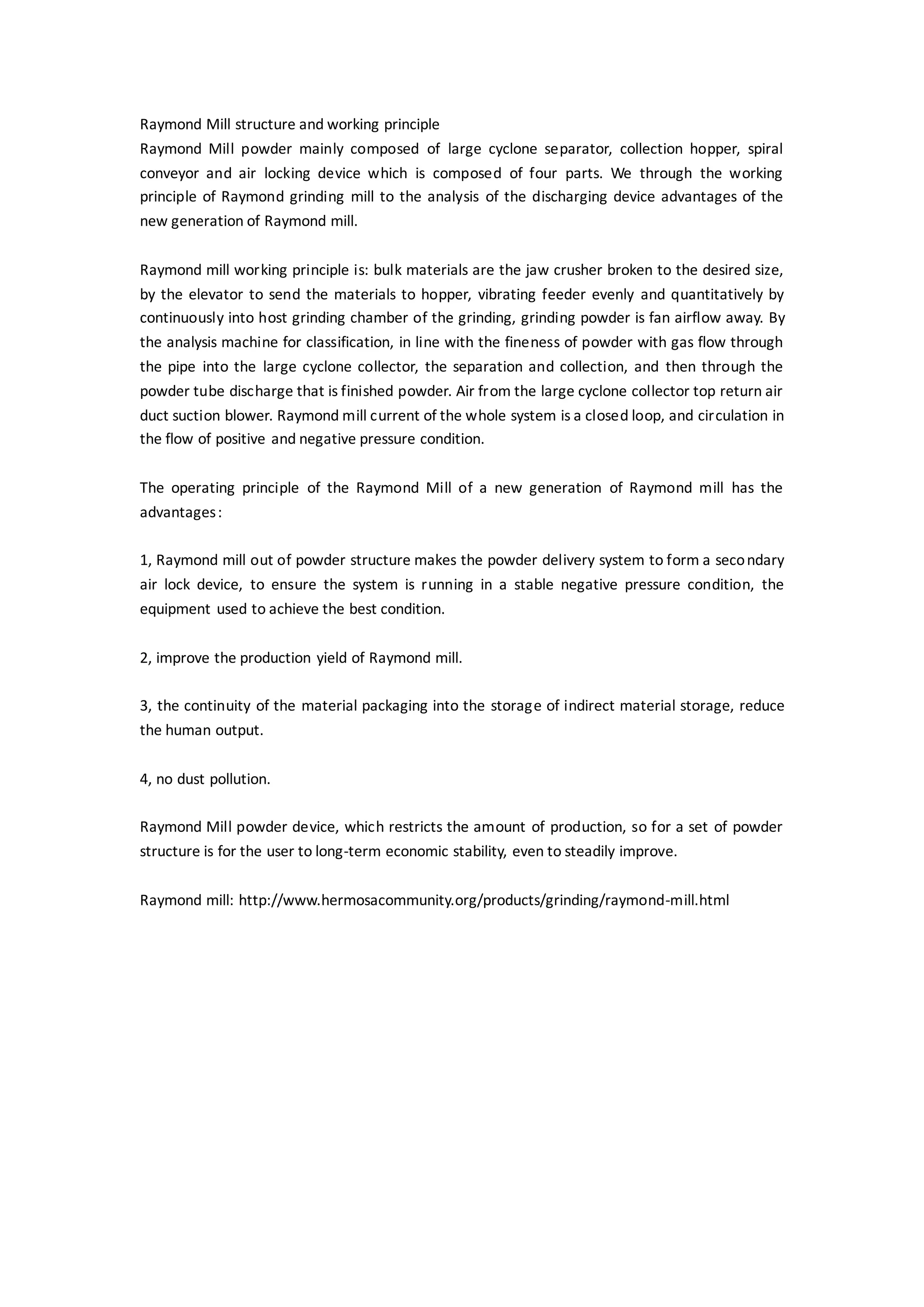 Raymond mill structure and working principle | DOCX