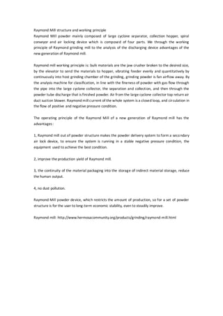 Raymond mill structure and working principle | DOCX
