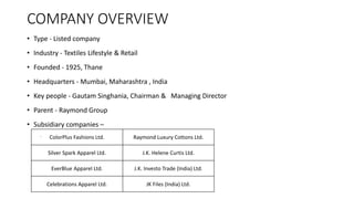 Ratio Analysis of Raymond | PPTX