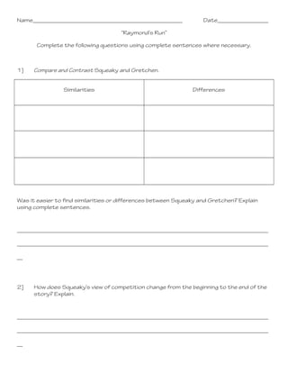 Raymond's run questions | DOC