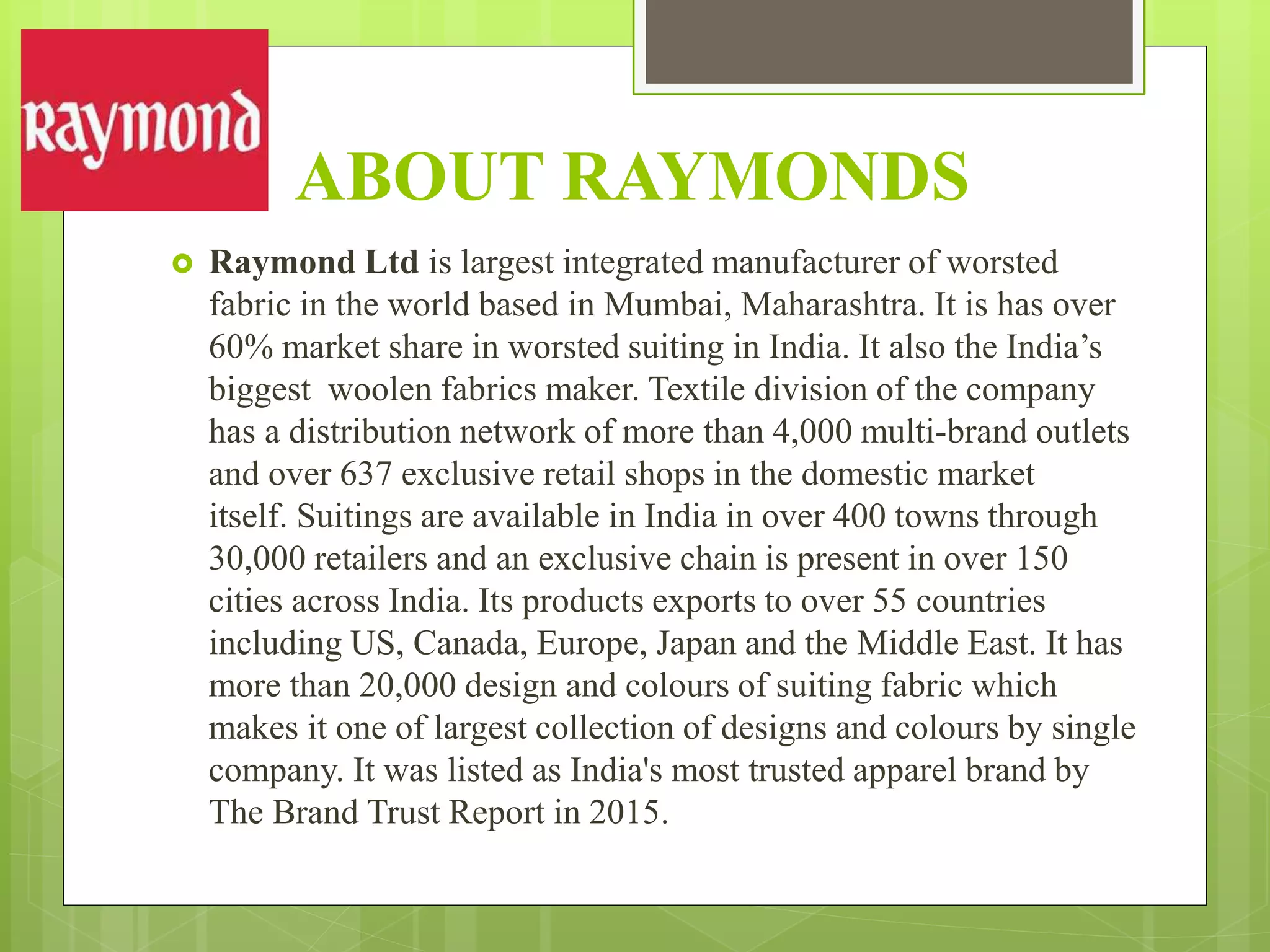 Raymonds the complete man | PPT