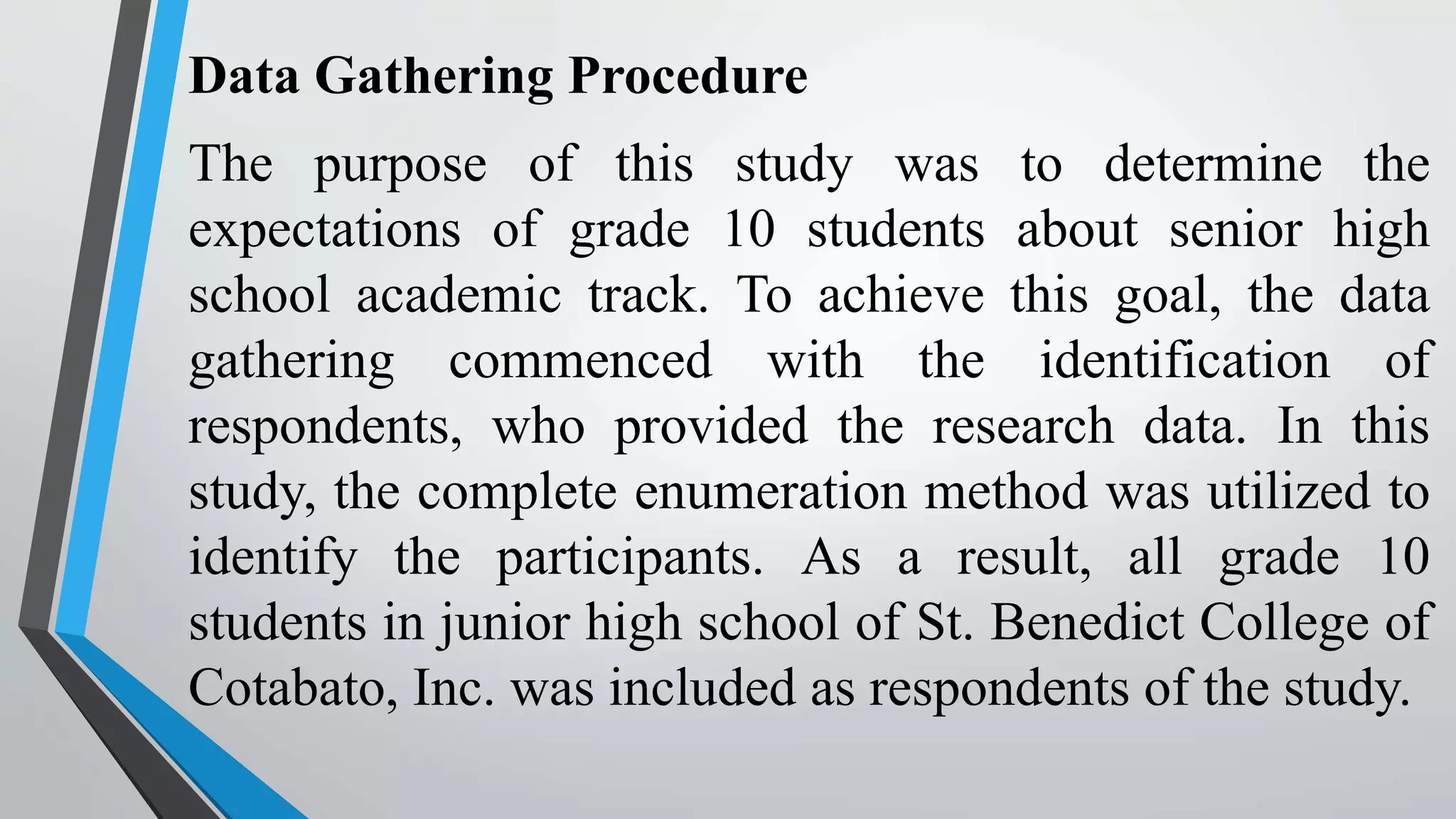 EXPECTATIONS OF GRADE 10 STUDENTS ABOUT SENIOR HIGH SCHOOL ACADEMIC ...