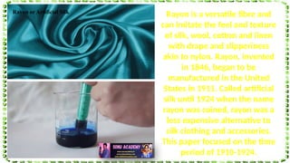 RAYON FABRIC Synthetic Fibers and Plastics Class VIII - Biology CBSE | PPT
