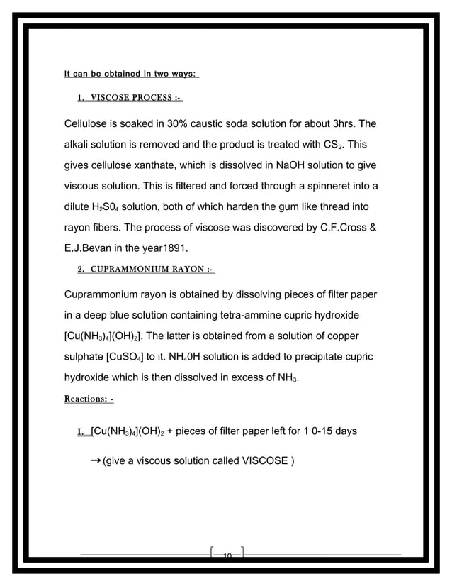CBSE Class XII practical project on Rayon threads | DOC | Chemistry ...