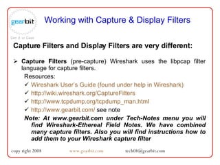 OSTU - Wireshark Capture Filters (by Ray Tompkins) | PPT