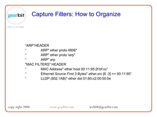 OSTU - Wireshark Capture Filters (by Ray Tompkins) | PPT
