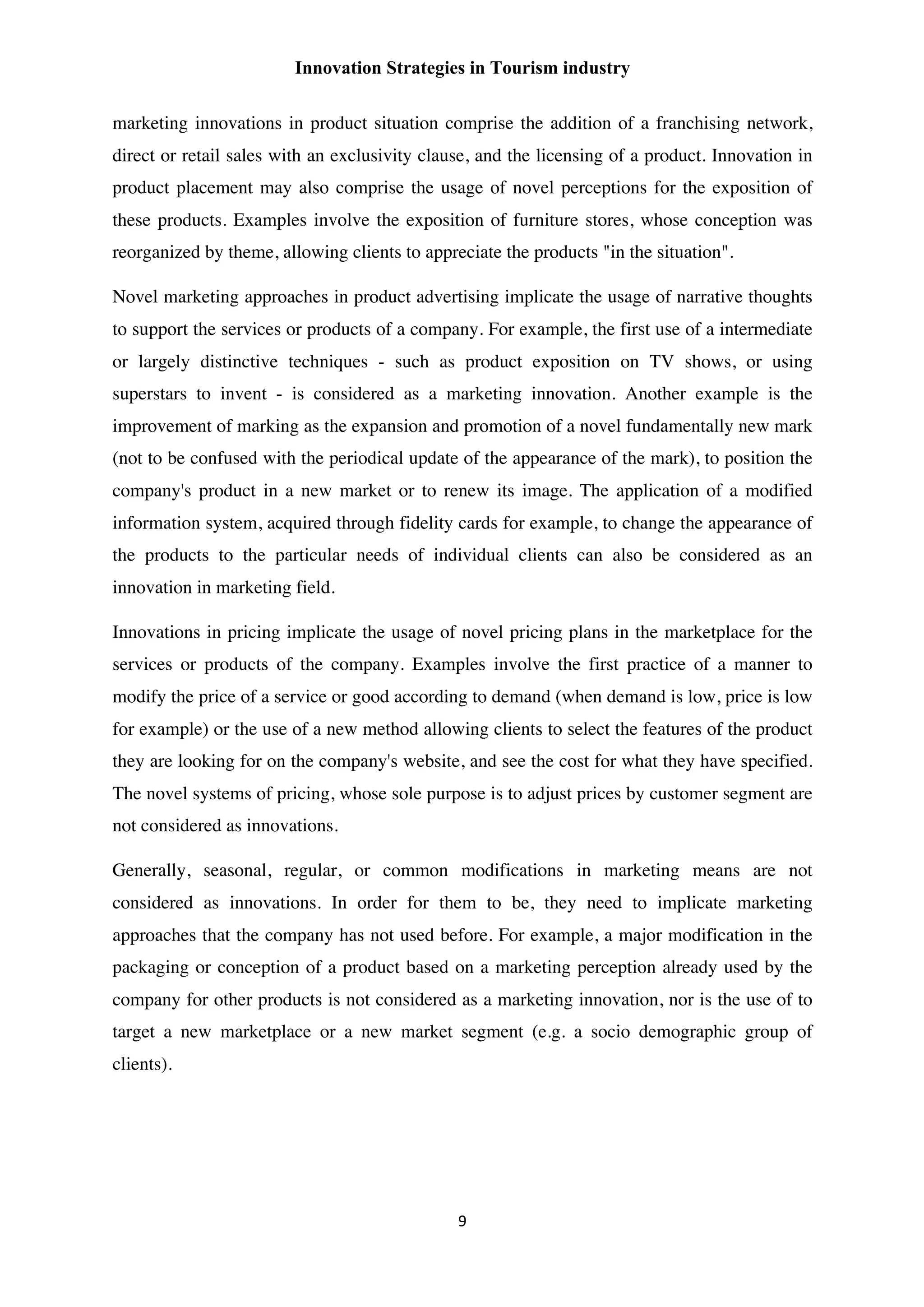 Innovation Strategies in Tourism industry | PDF