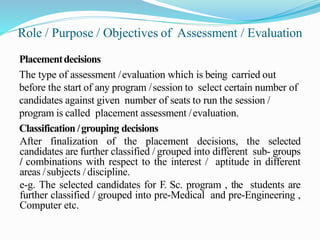 Role of objective Assessment and Evaluation | PPTX