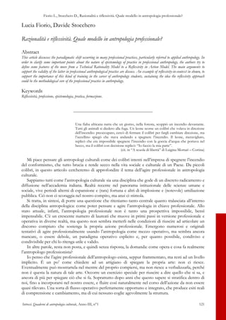 Razionalita e riflessivita'. Quale modello in antropologia ...