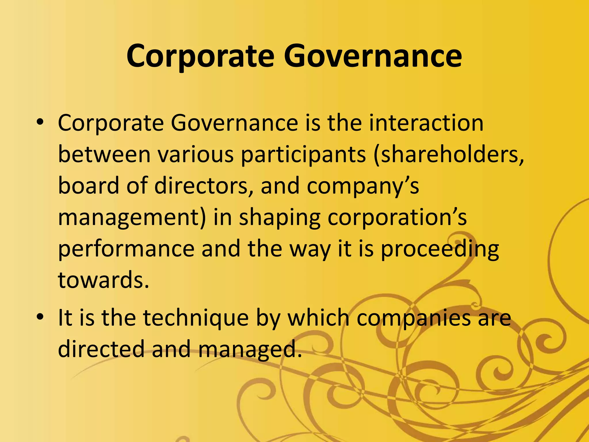 Issues in Corporate Governance | PPTX