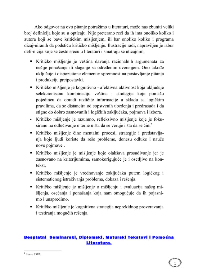 Razlicite koncepcije kritickog misljenja | PDF