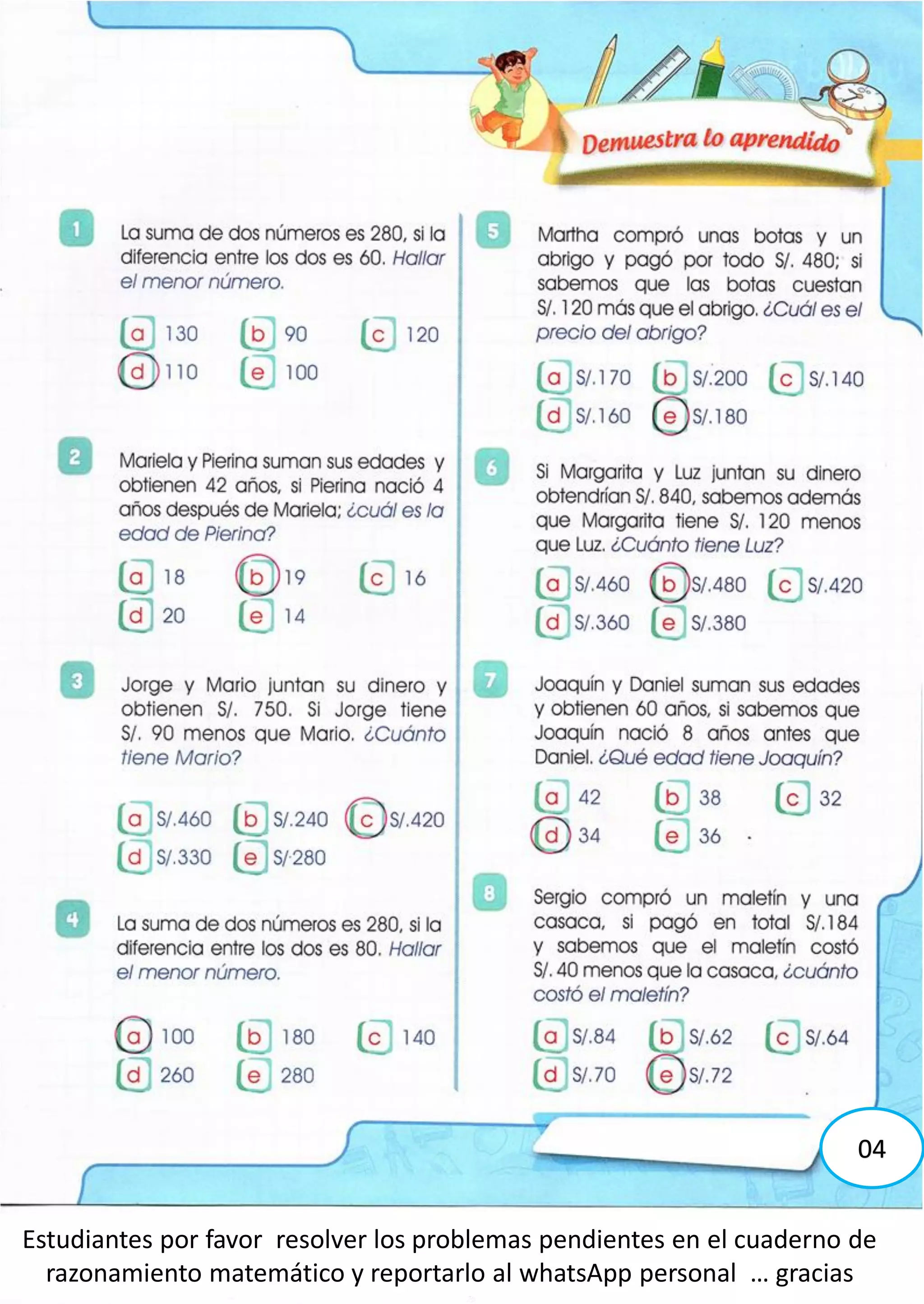 Razonamieno matematico resolucion de problemas de suma y resta | PDF
