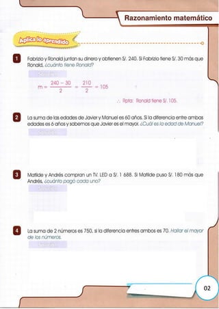 Razonamieno matematico resolucion de problemas de suma y resta | PDF