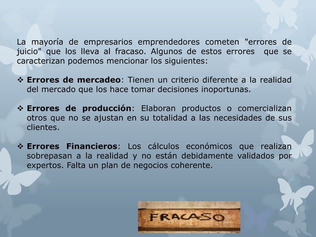 Razones Del Fracaso Empresarial Ppt