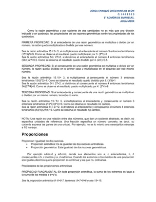 Razones, proporciones y porcentajes. | DOC